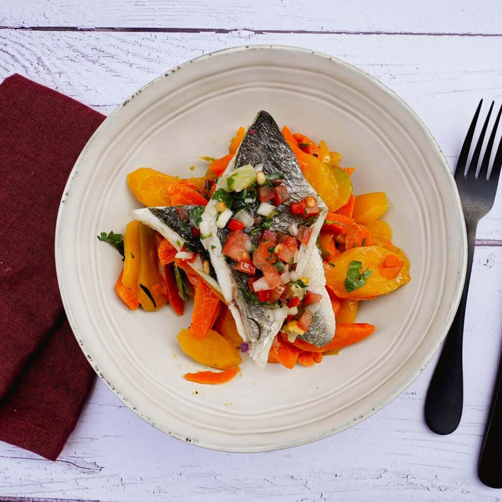Filet de bar et son duo de carottes - Instant-Lunch
